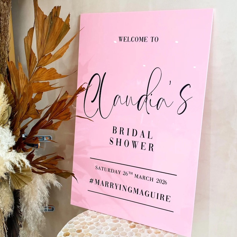 Custom Portrait Acrylic Bridal Shower Sign, Personalized Acrylic ...