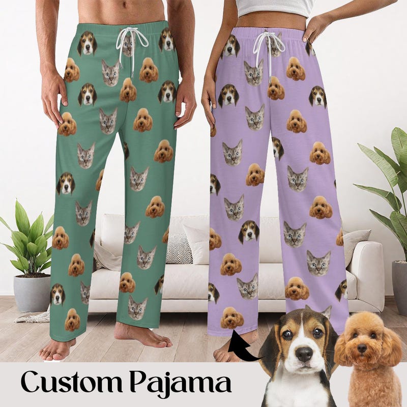 2 Cat Face Pajama Pants - Etsy
