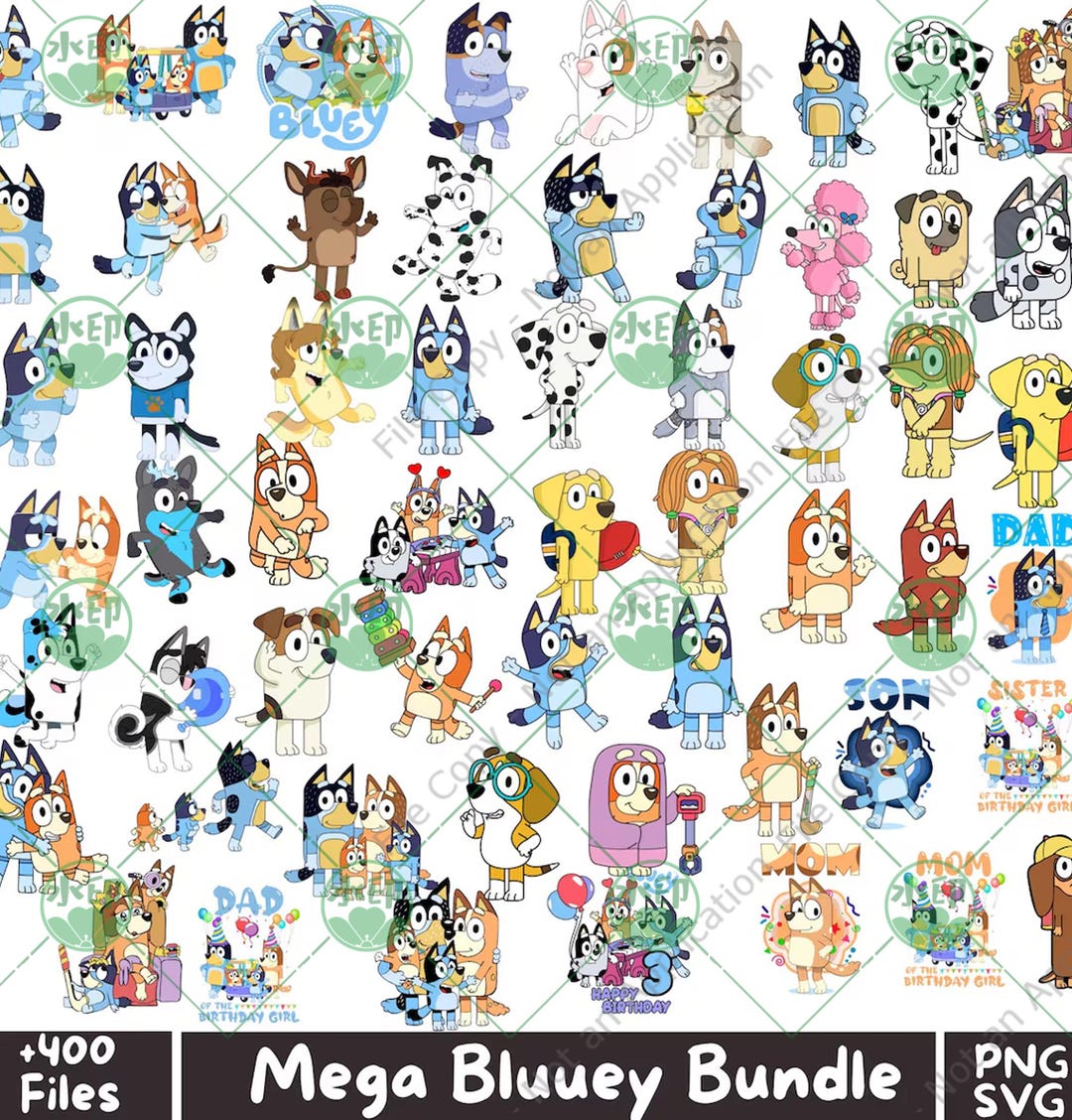 1000 File Blue Dog SVG PNG Bundle + Font | Cartoon Dog Family & Friends ...