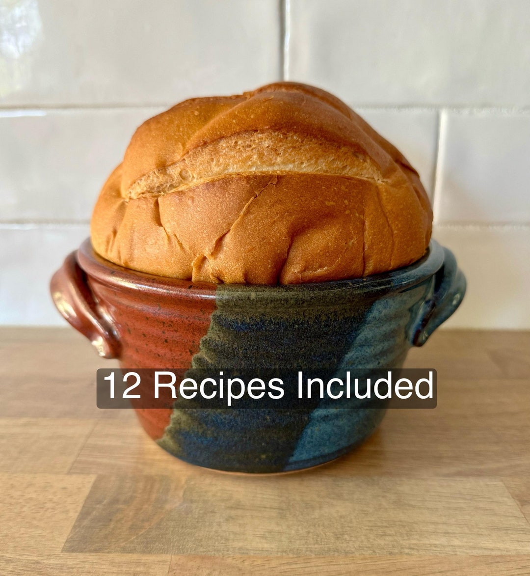 Bread Baking Pot - Pottery Bread Crock, Bread Baker, 12 Bread Recipes ...
