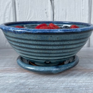Berry Bowl - Colander - Fruit Bowl With Saucer- Handmade Pottery Berry ...