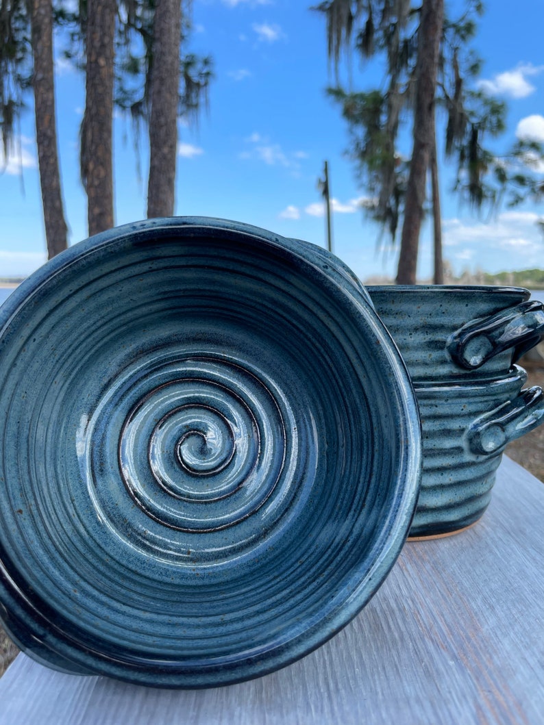 Bread Baker Pottery Bread Baking Pot in Blue Glaze 12 - Etsy