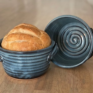 Bread Baker - Pottery Bread Baking Pot in Blue Glaze - 12 Recipes ...