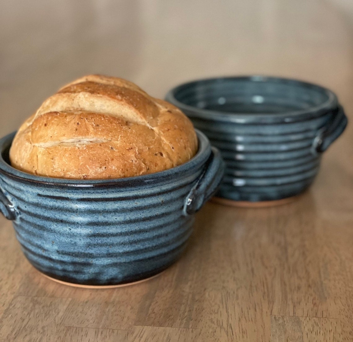 Bread Baker Pottery Bread Baking Pot in Blue Glaze 12 - Etsy