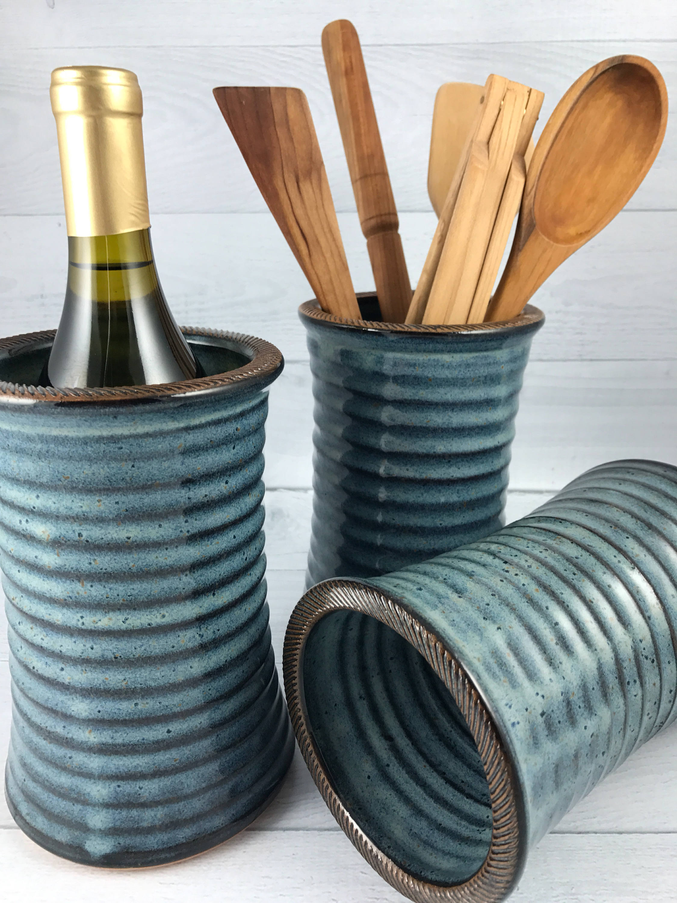 Wine Chiller, Wine Cooler, Wine Crock in Our Denim Blue Glaze, Wine ...