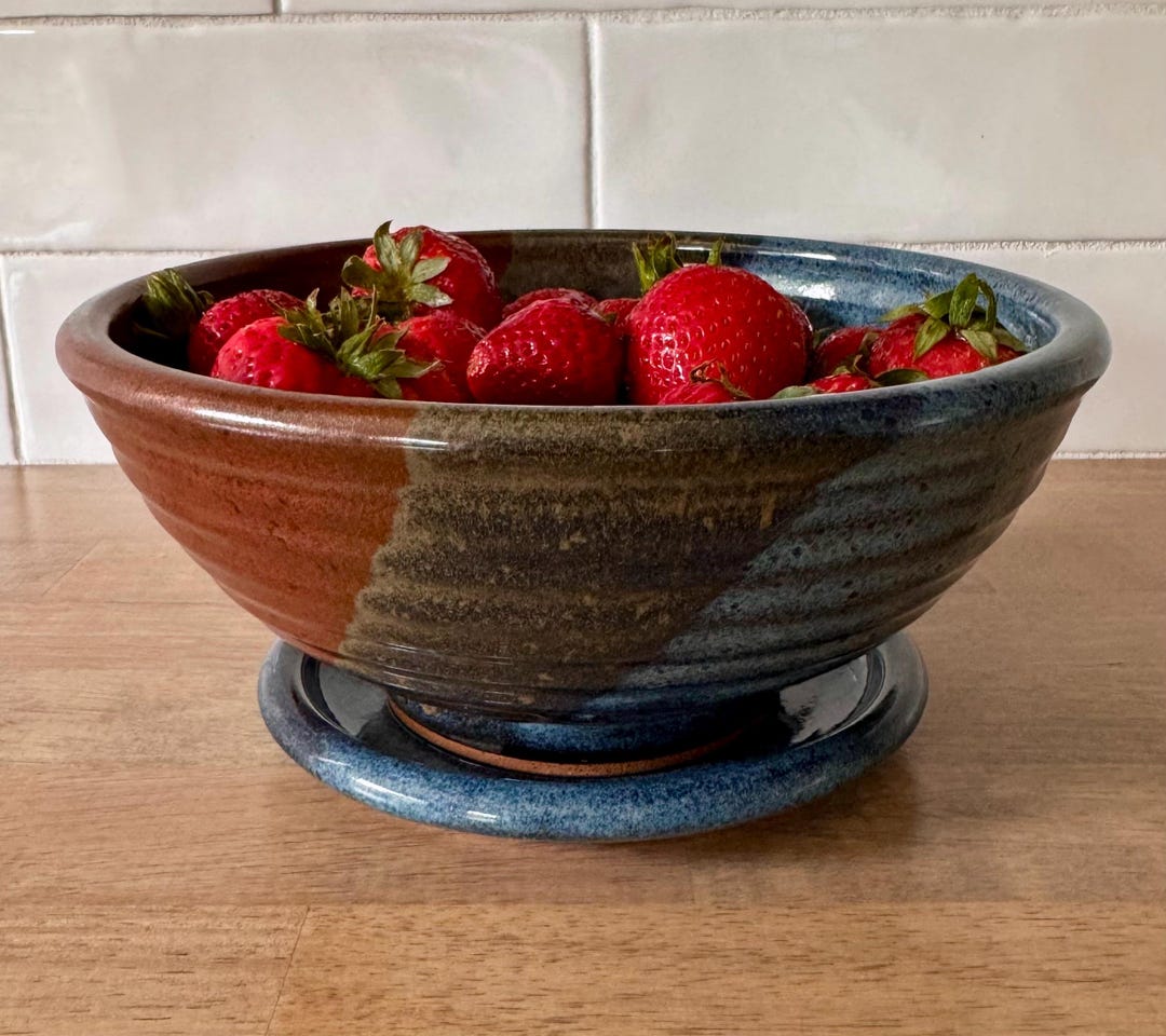 Berry Bowl - Colander - Fruit Bowl With Saucer for Berries and Grapes ...