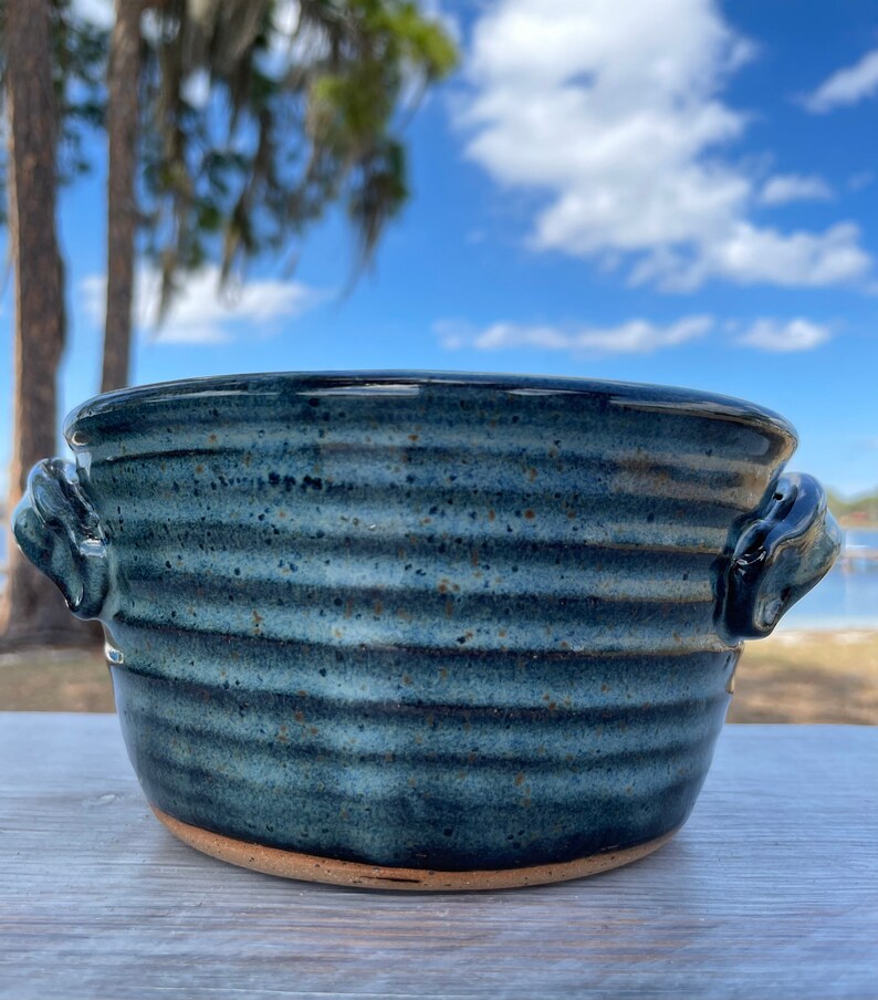 Bread Baker Pottery Bread Baking Pot in Blue Glaze 12 - Etsy