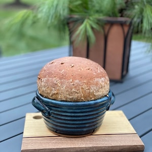 Bread Baker - Pottery Bread Baking Pot in Blue Glaze - 12 Recipes ...