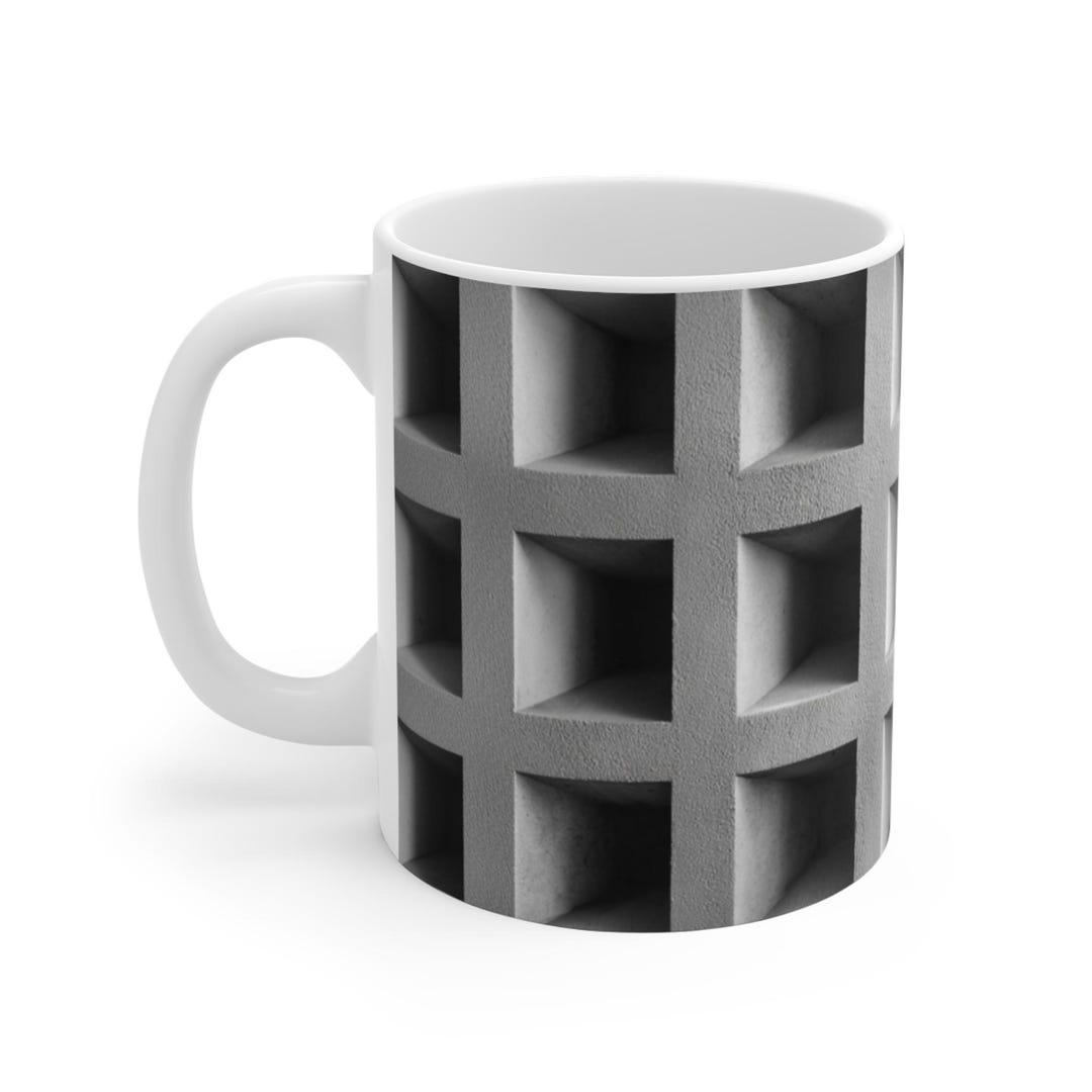 Brutalist Grid Mug - Modern Concrete Pattern Coffee Cup - Architectural ...
