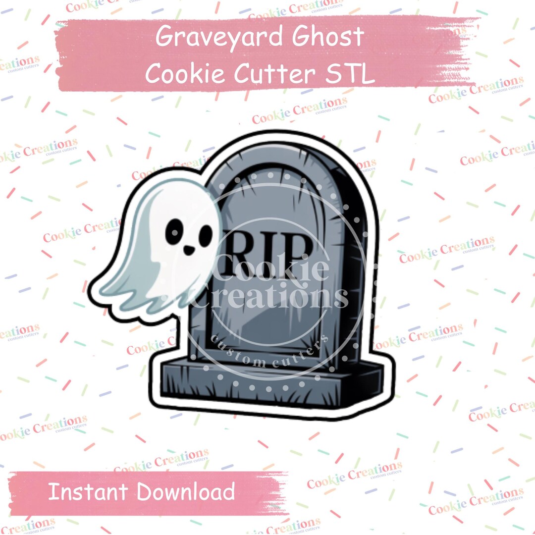 Halloween Graveyard Ghost Cookie Cutter | STL File for Download and 3D ...