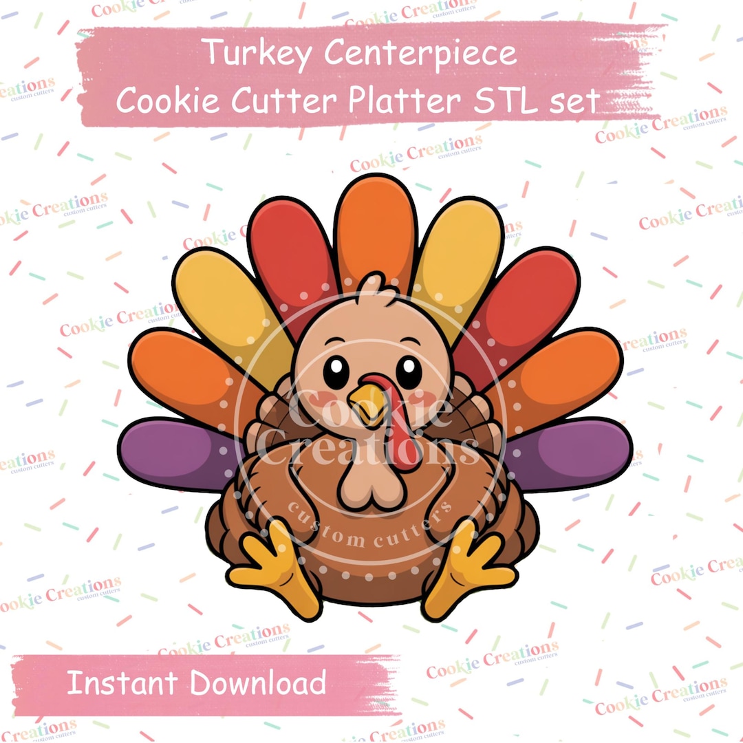 4 Piece Turkey Centerpiece Cookie Cutter Set | Thanksgiving Platter ...