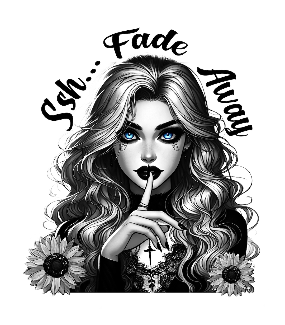 Gothic Digital Art, Dark Aesthetic PNG, Shh Girl Illustration ...