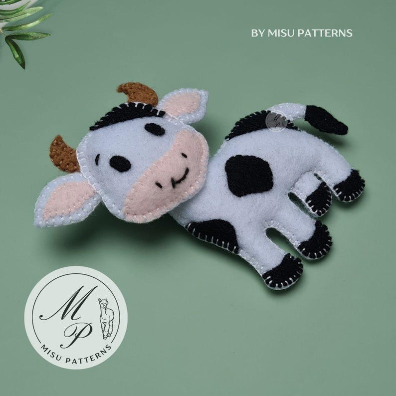 Felt Cow PDF Pattern: Farm Animal Ornament, Baby Mobile (digital ...