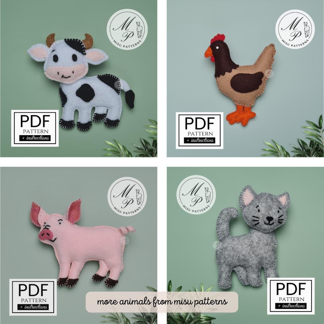 Felt Cow PDF Pattern: Farm Animal Ornament, Baby Mobile (digital ...