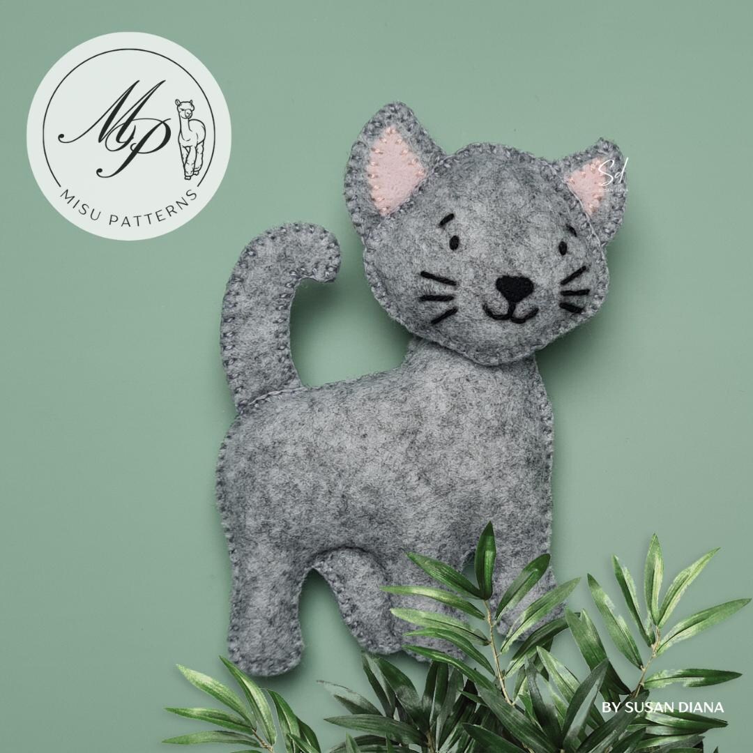 Cat PDF Sewing Pattern – DIY Felt Cat Template for Baby Mobile, Garland ...