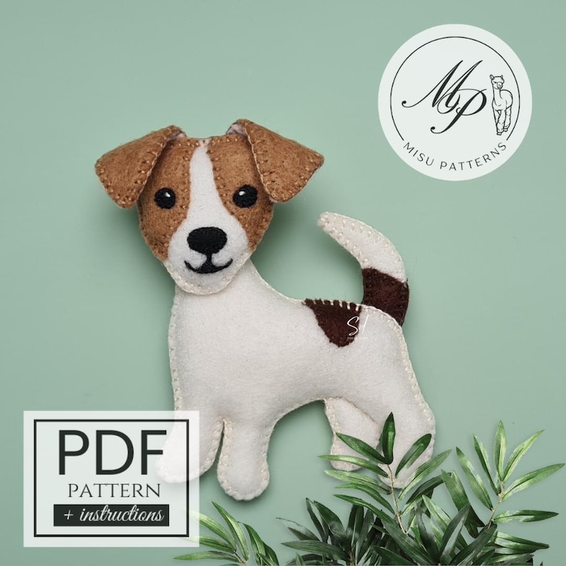 Felt Jack Russell Terrier PDF Sewing Pattern DIY Digital Template for ...