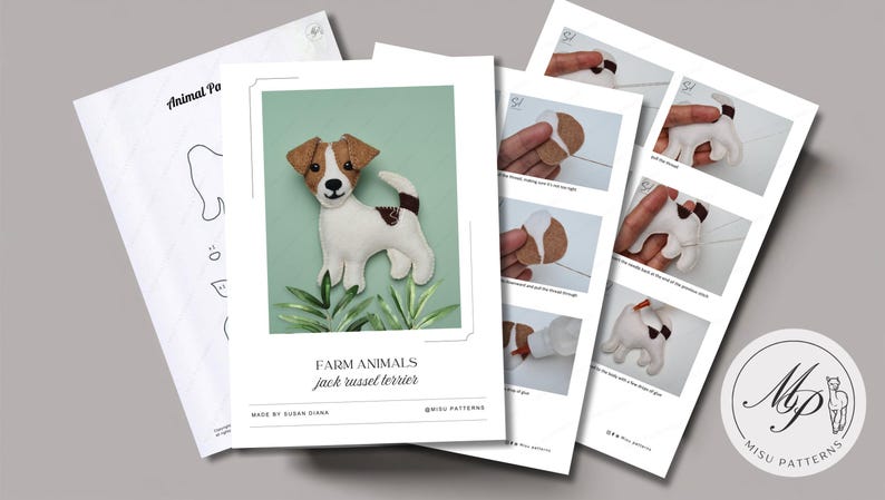 Felt Jack Russell Terrier PDF Sewing Pattern DIY Digital Template for ...