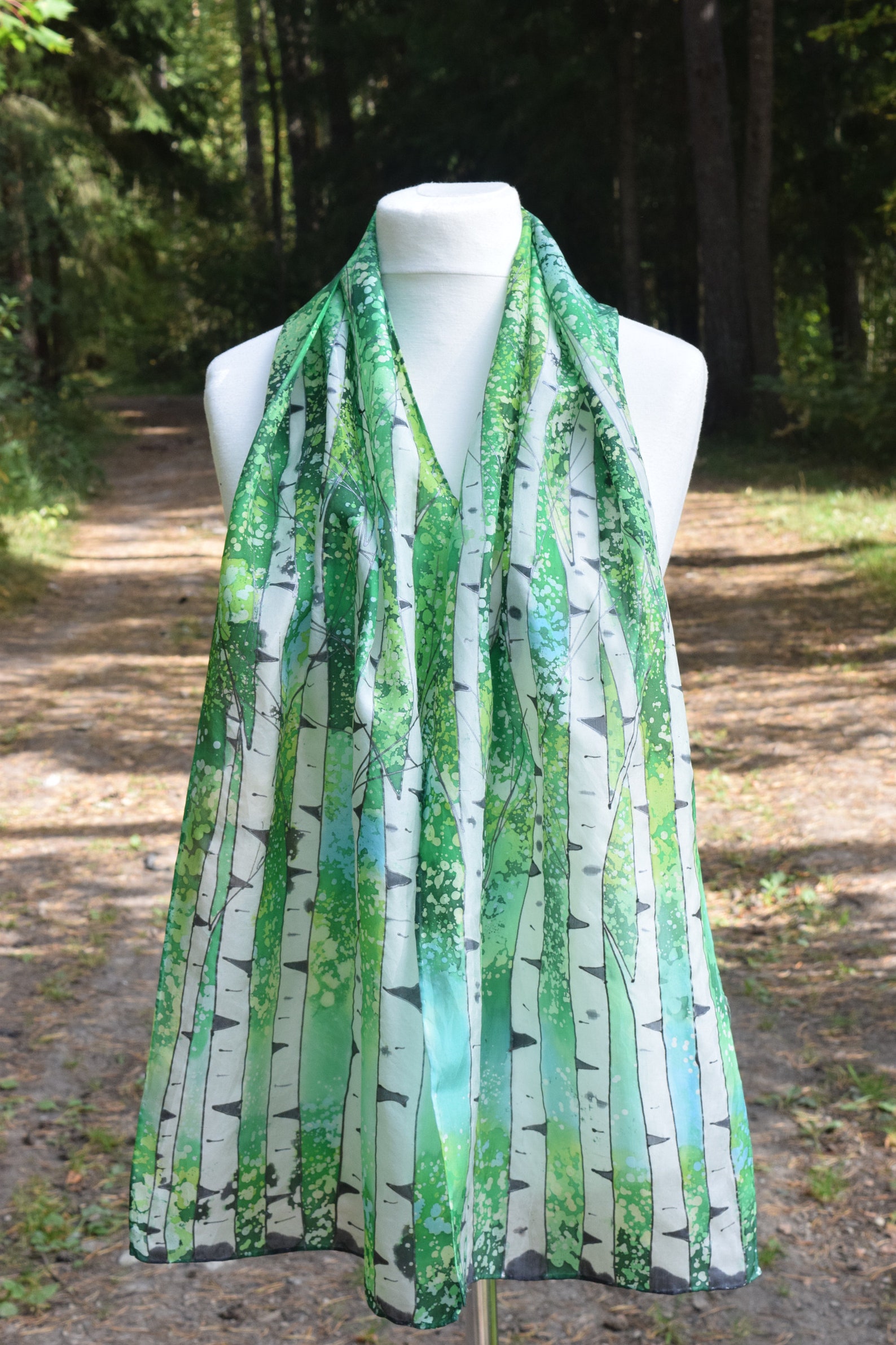 Green Tree Scarf, Birch Tree Scarf, Birch Trees Gift - Etsy