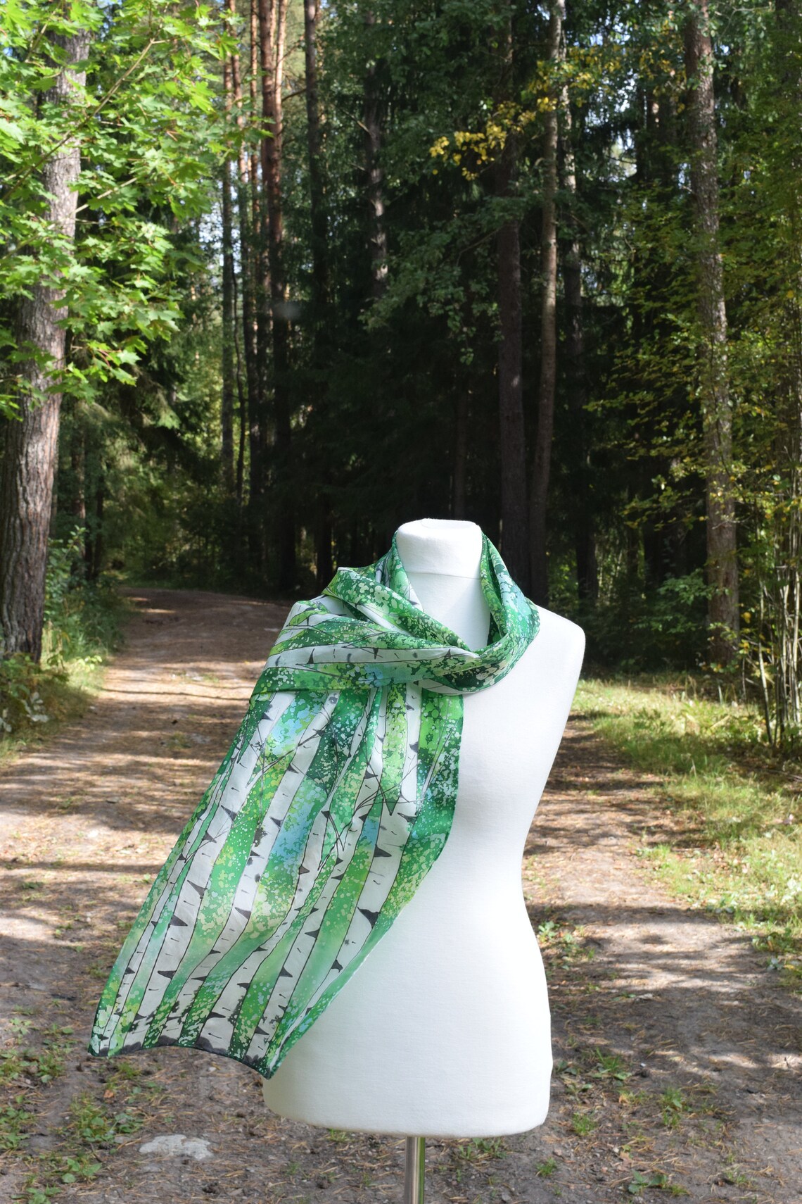 Green Tree Scarf, Birch Tree Scarf, Birch Trees Gift - Etsy