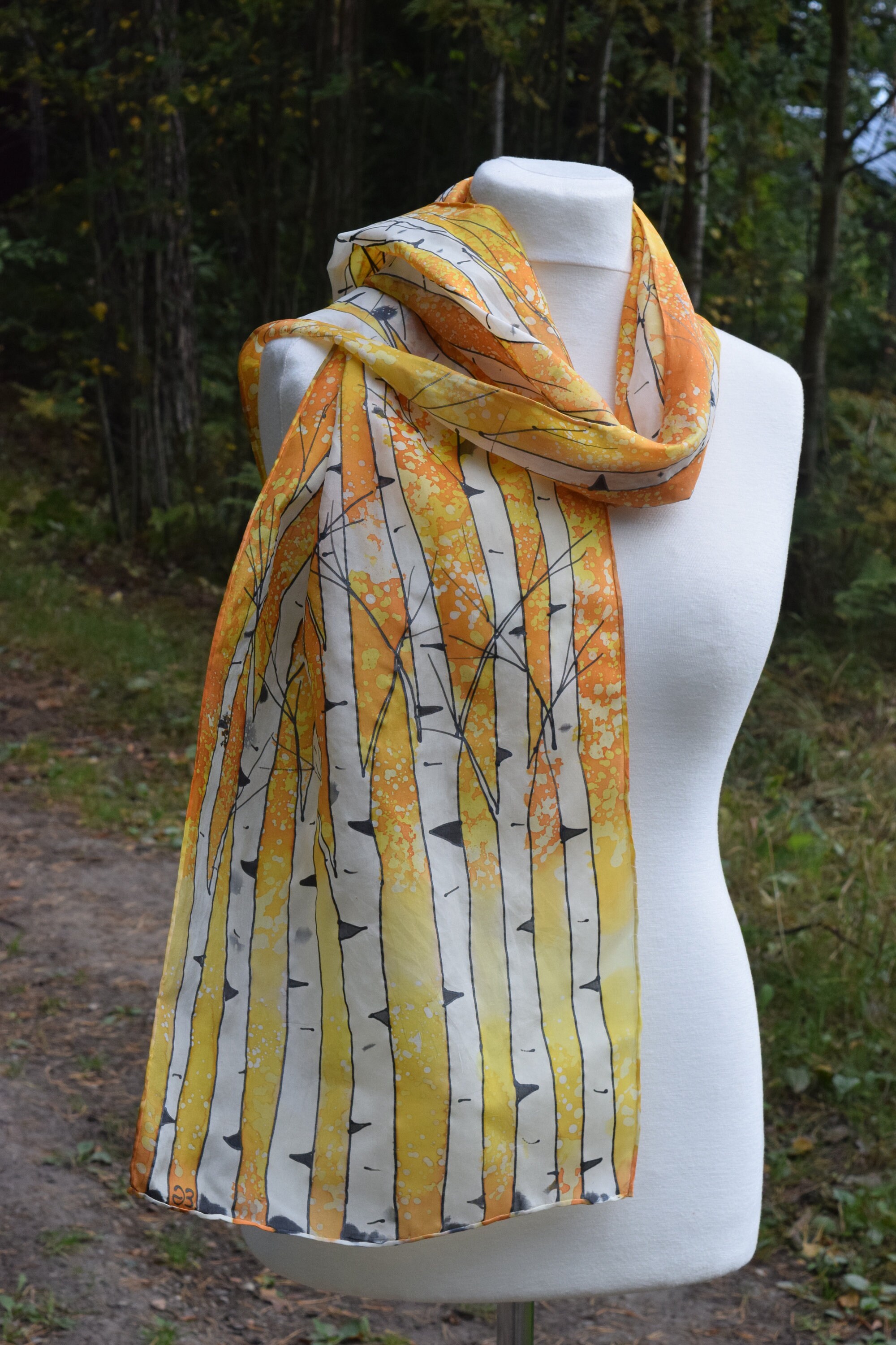 Birch Tree Scarf in Gold and White Latvian Birch Forest - Etsy
