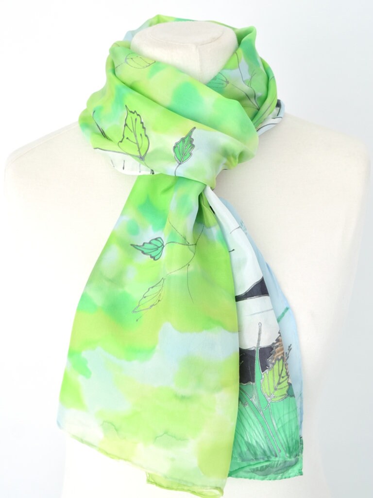 Hedgehog Squirrel Birch Silk Scarf , Nature Lovers Silk Scarf - Etsy
