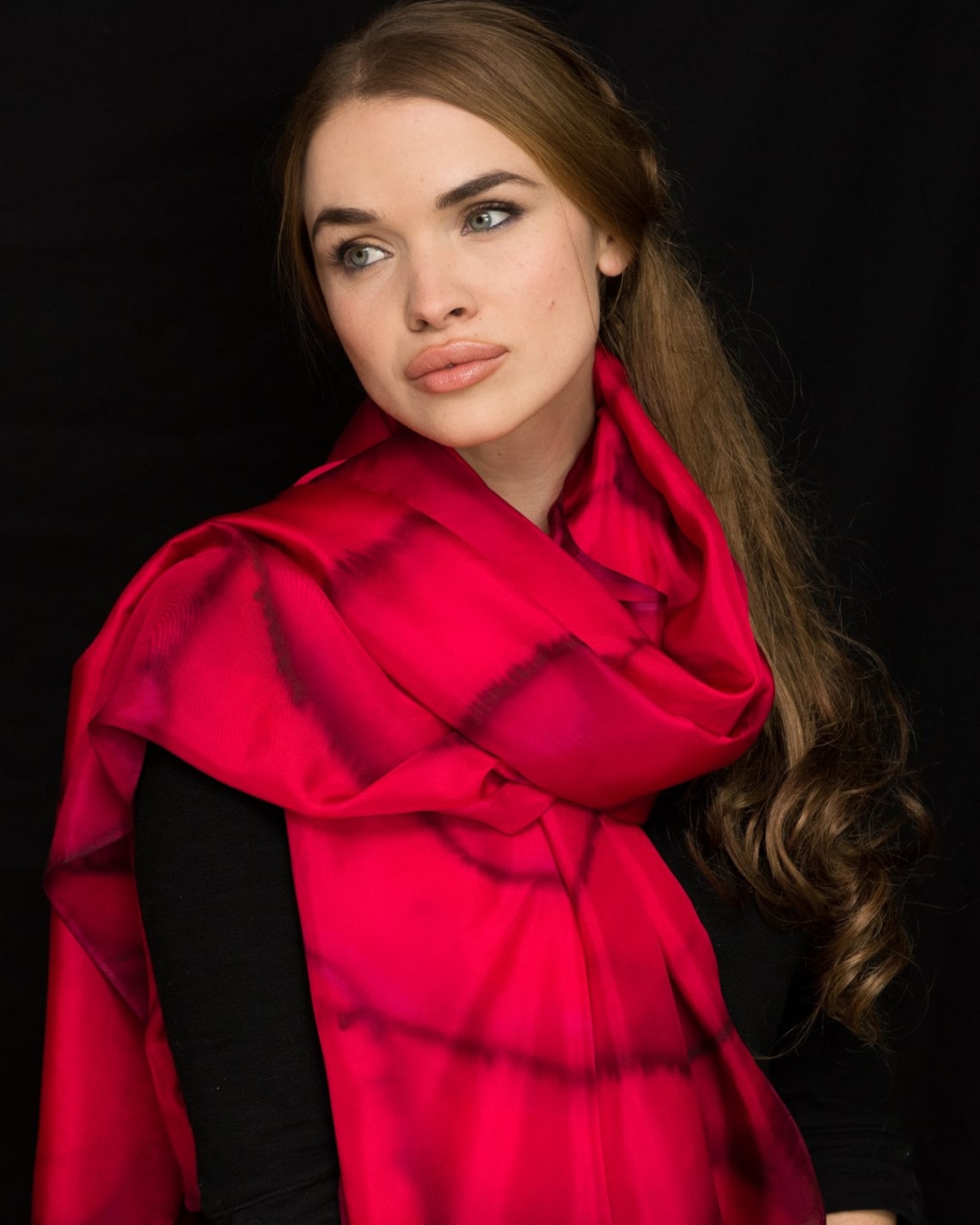Large Scarf RED Rose , Hand Painted Red Scarves , Red Fashion Accessory ...