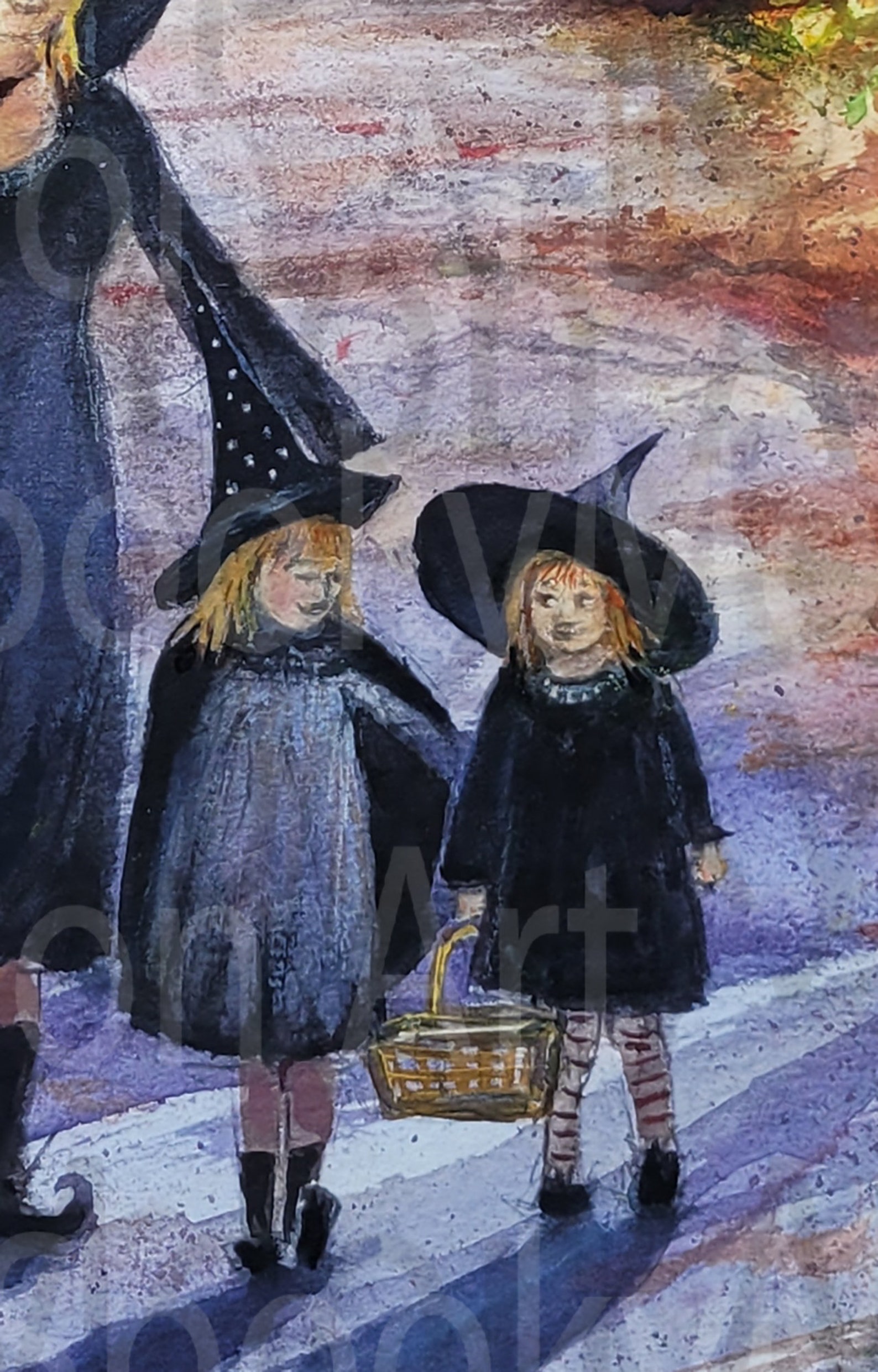 Halloween Mother Witch and Daughters Limited Edition 12x18 Art Print by ...
