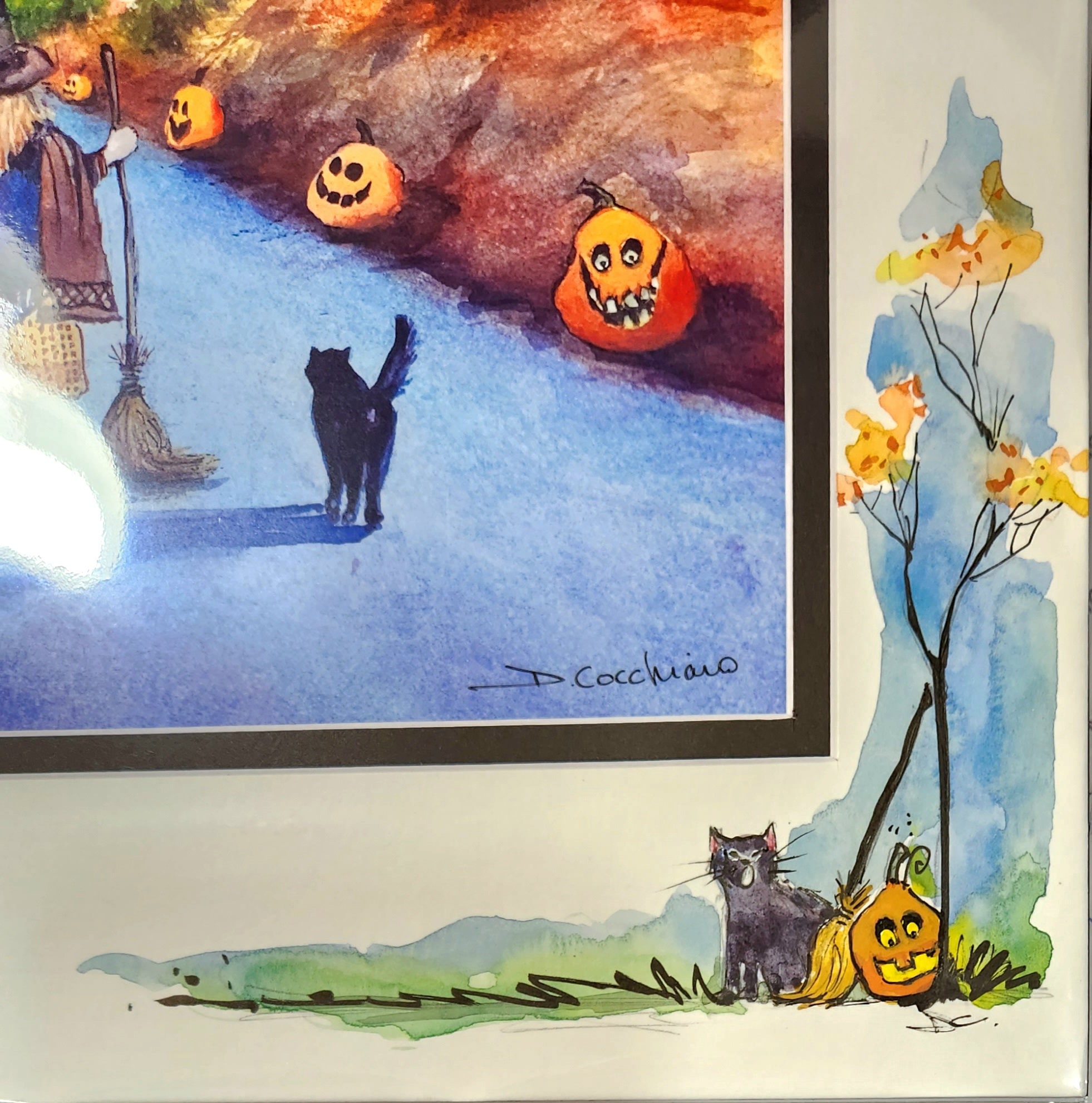 Halloween Witch With Black Cat Autumn Path Double Matted - Etsy