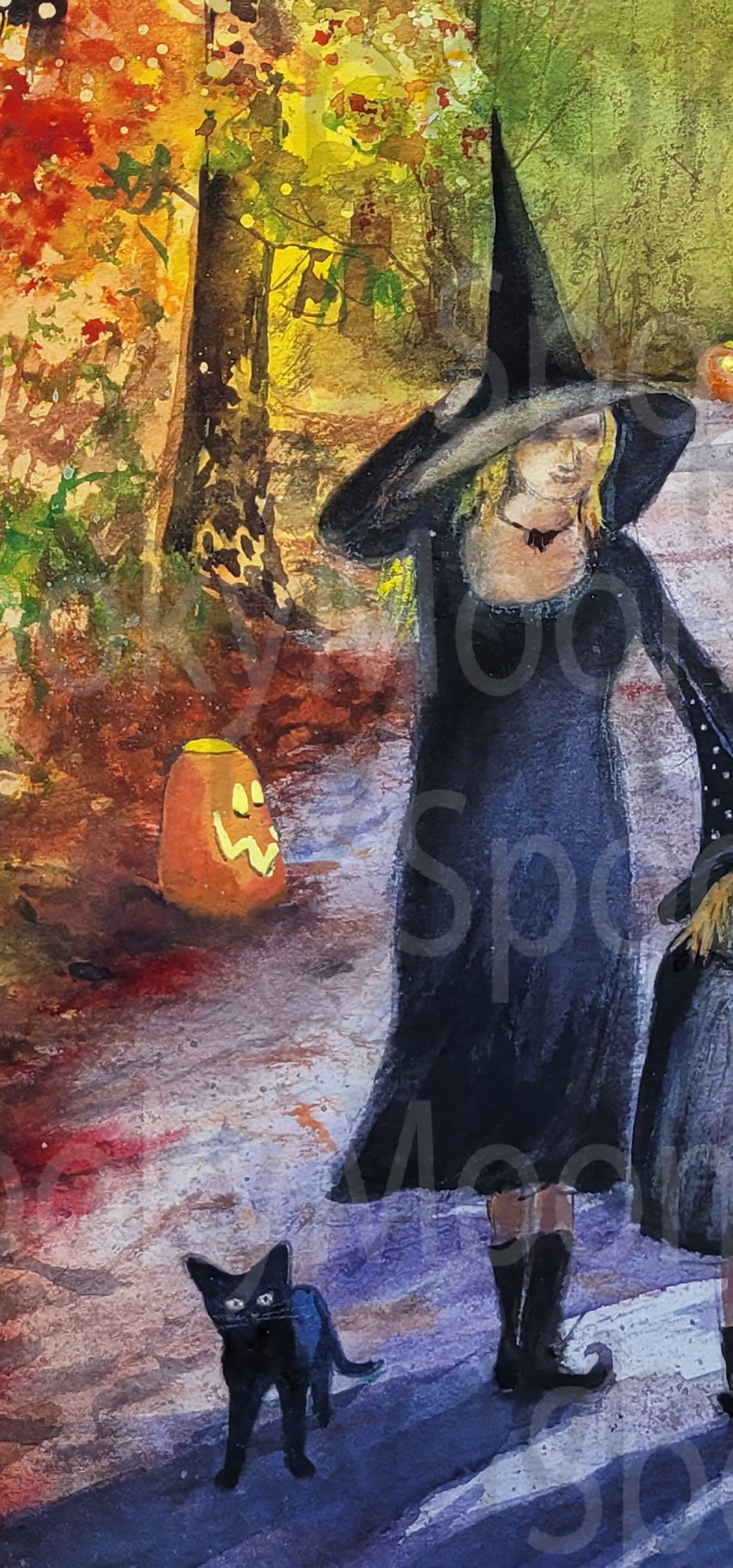 Halloween Mother Witch and Daughters Limited Edition 12x18 Art - Etsy
