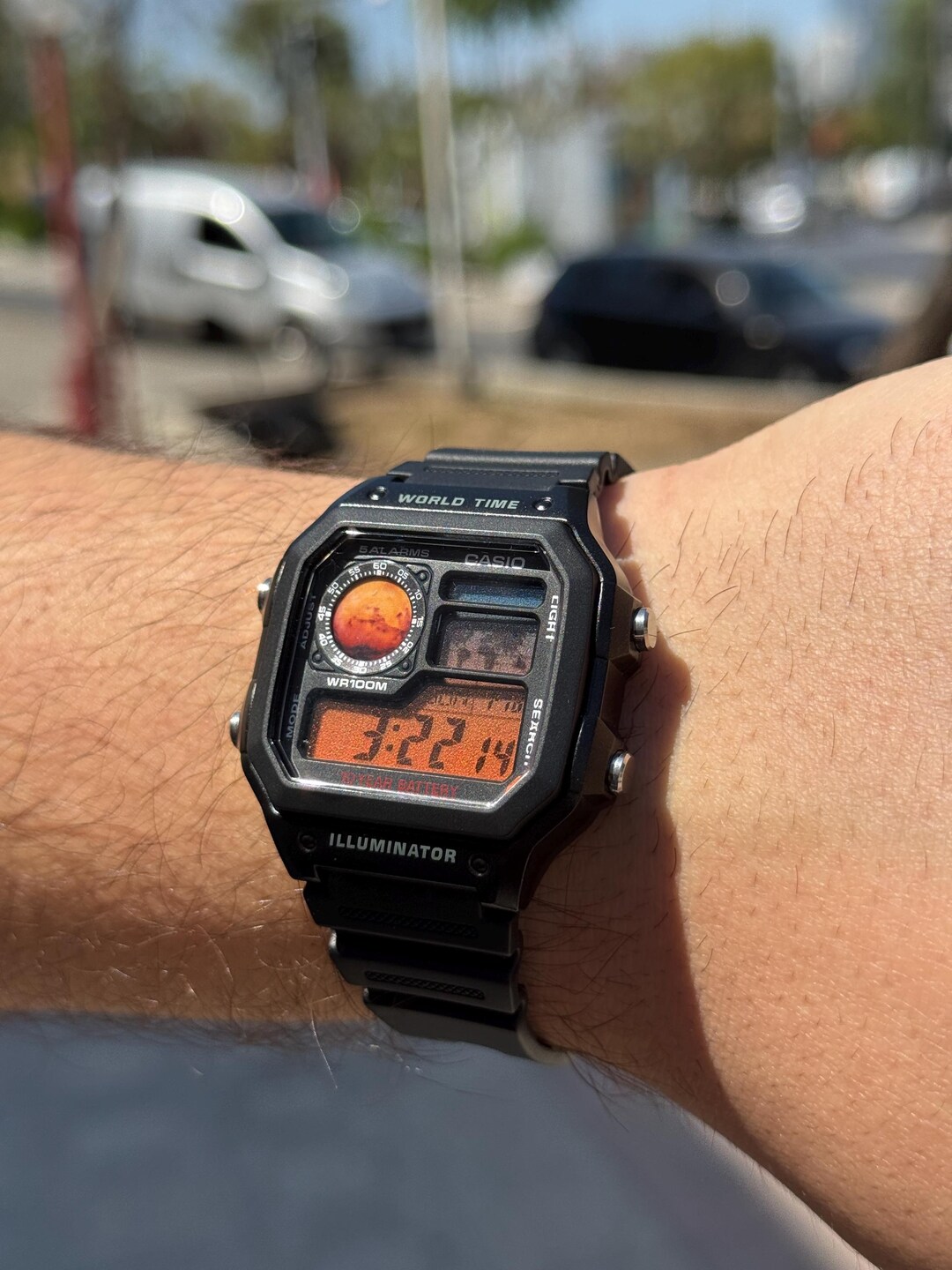 Custom Casio AE1200 "mars" Watch: Digital Mod, Red-orange Accents - Etsy