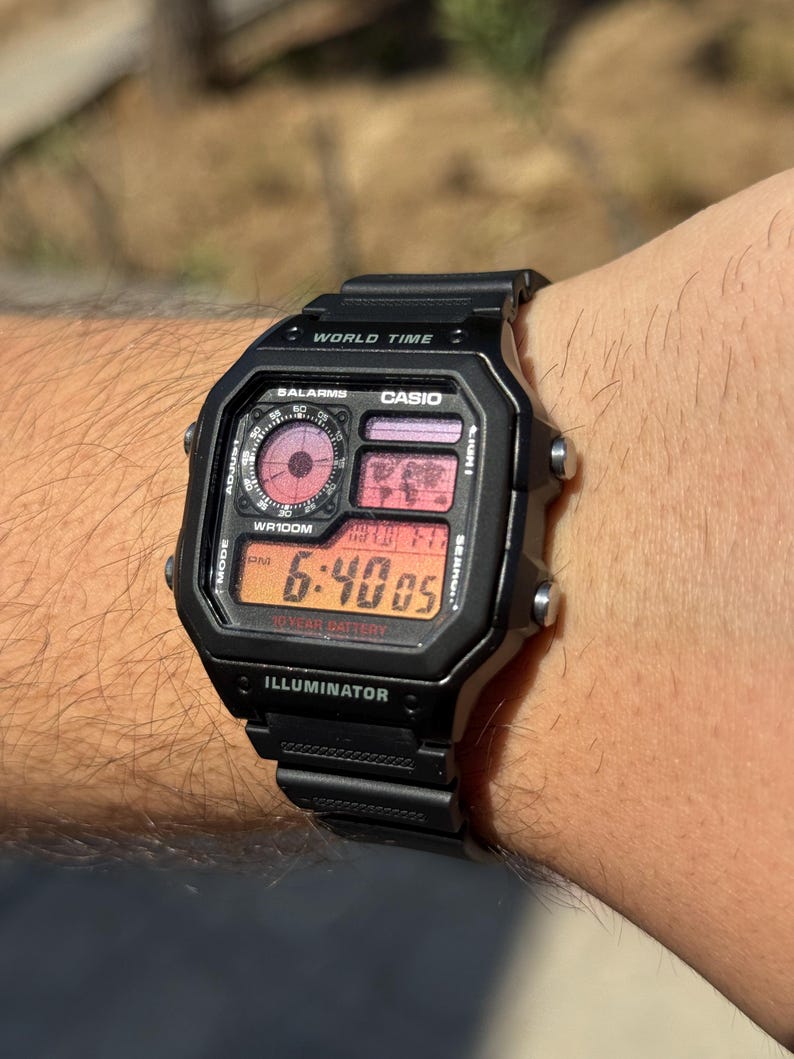 Custom "flare" Casio AE1200 Digital Watch Mod - Metal Case - Etsy