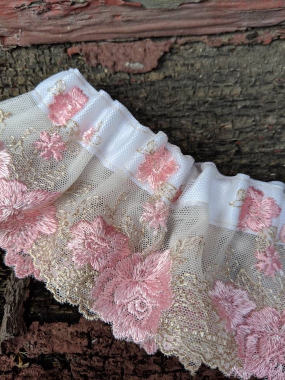 Pink Embroidered Lace Garter Belt - Etsy