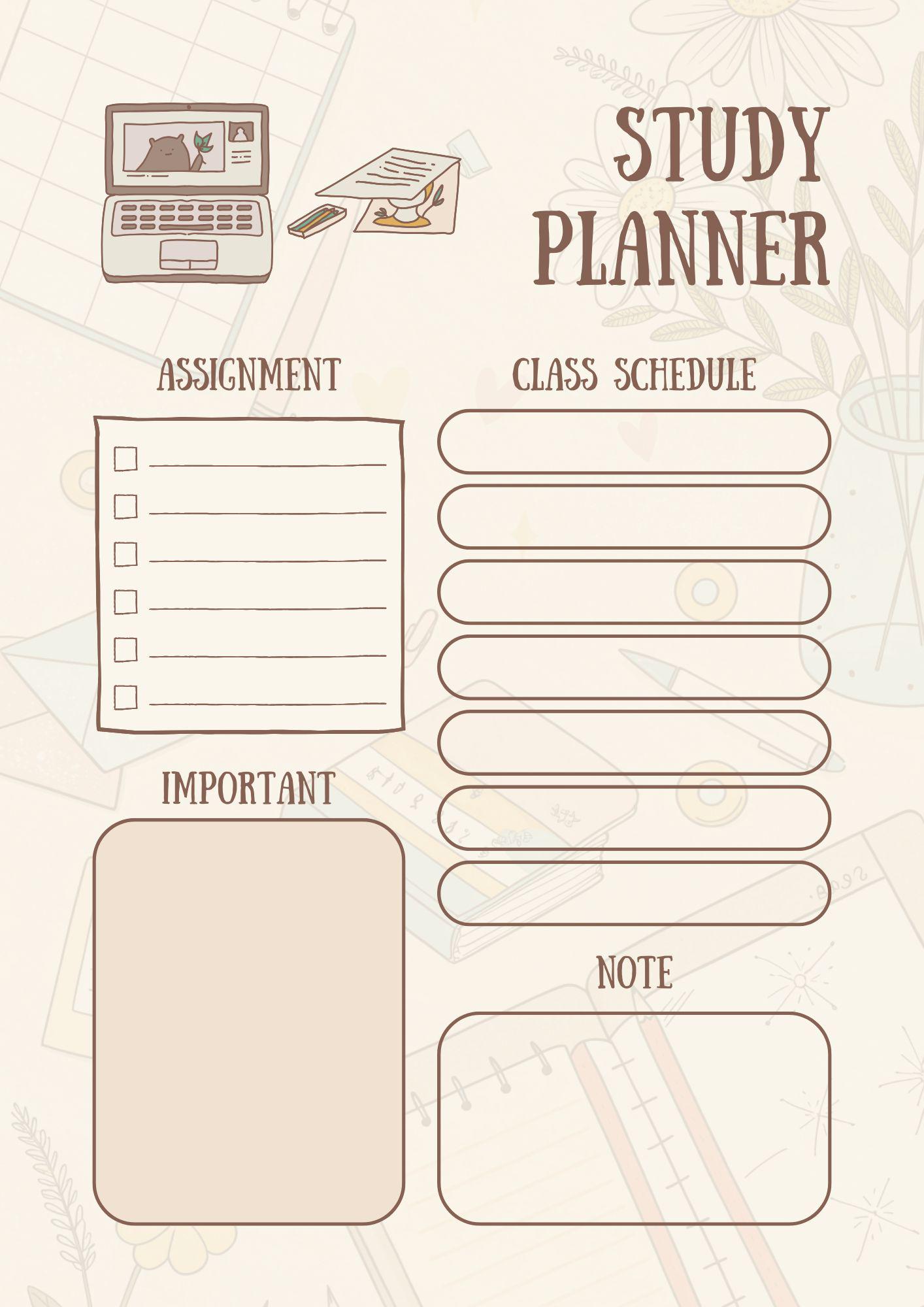 Aesthetic Digital Daily Planner | Minimalist Hand-drawn Printable ...