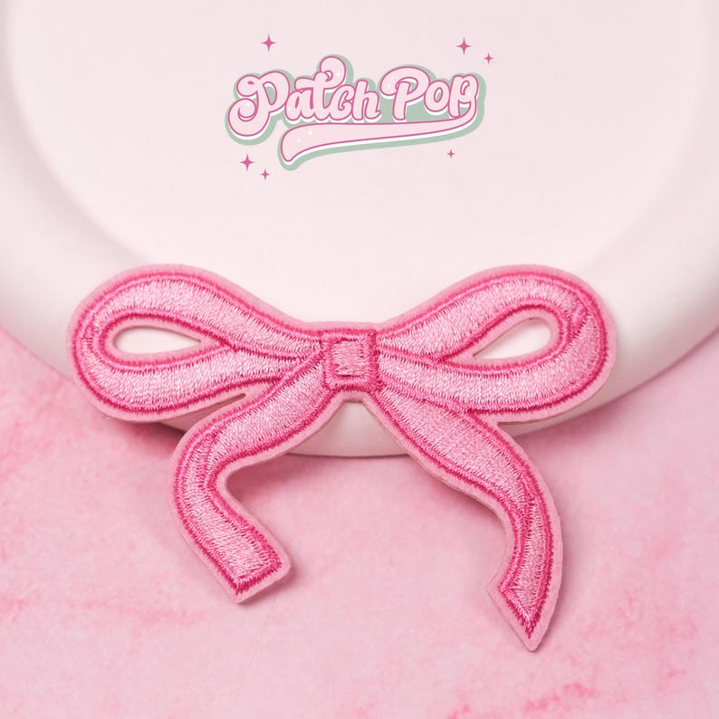 Iron on Pink Ribbon Patch, Pink Bow, Ballerina, Girl's Party, Jacket ...