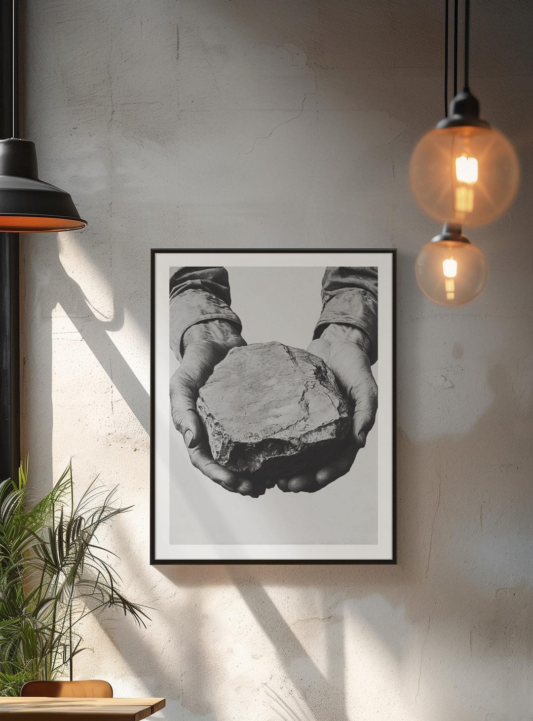 Hyper-realistic Drawing of Hands Holding Stone – Minimalist Charcoal ...
