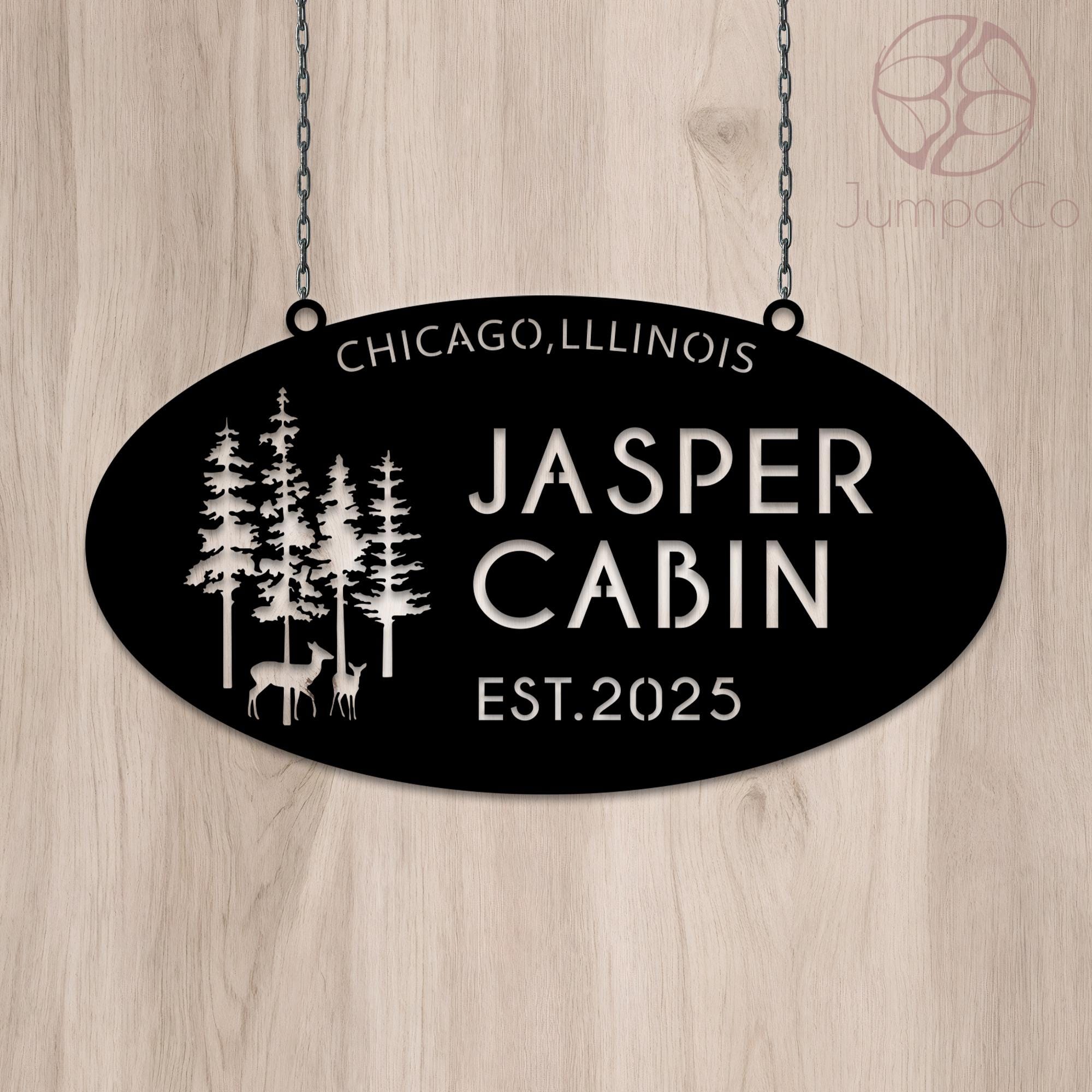 Custom Hanging Cabin Metal Sign With Name, Personalized Cabin Decor ...