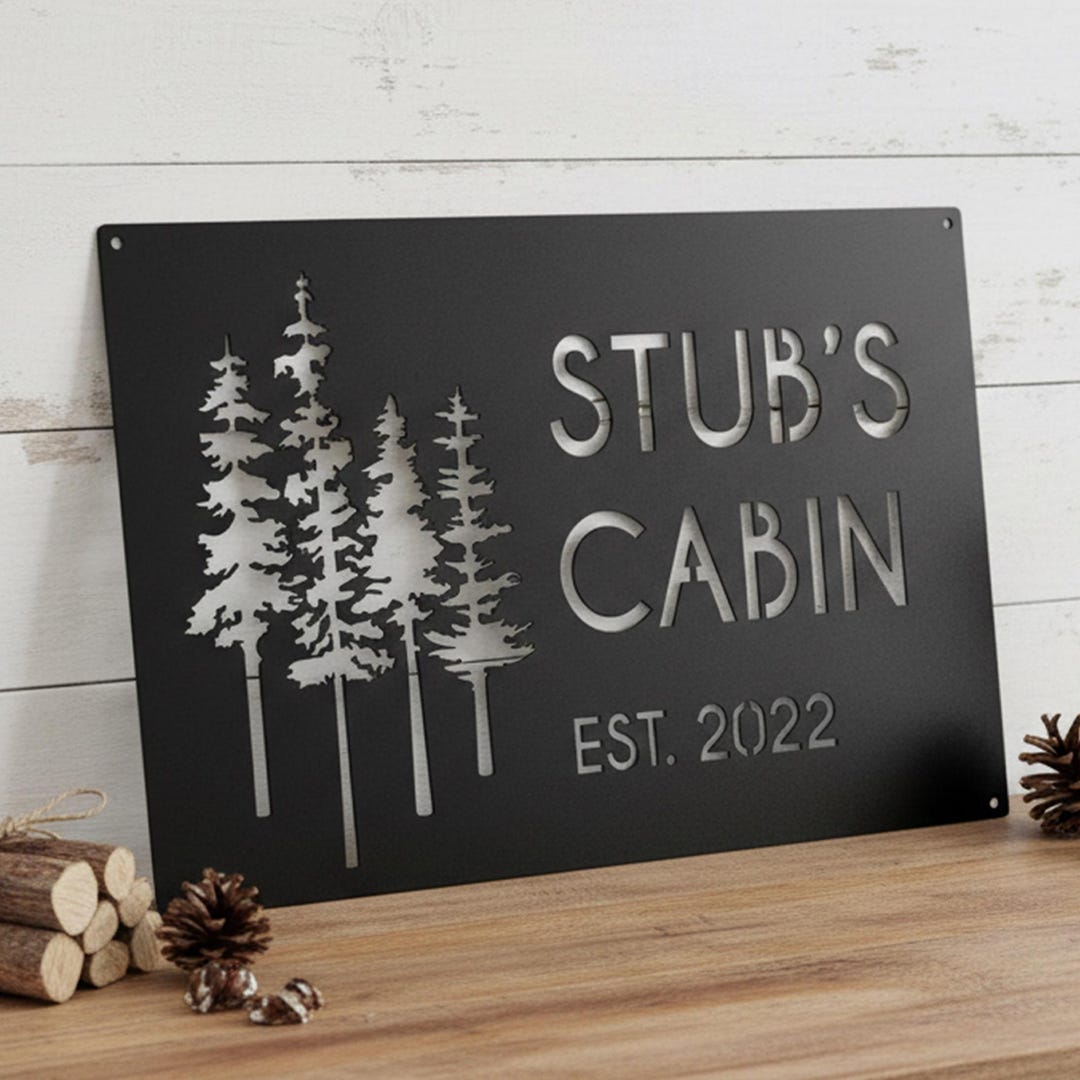 Custom Cabin Metal Sign With Name, Personalized Cabin Decor Oval Decor ...