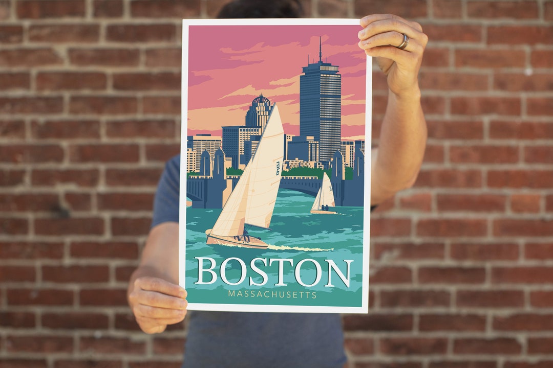 Boston, Massachusetts, Charles River, Travel Poster - Etsy
