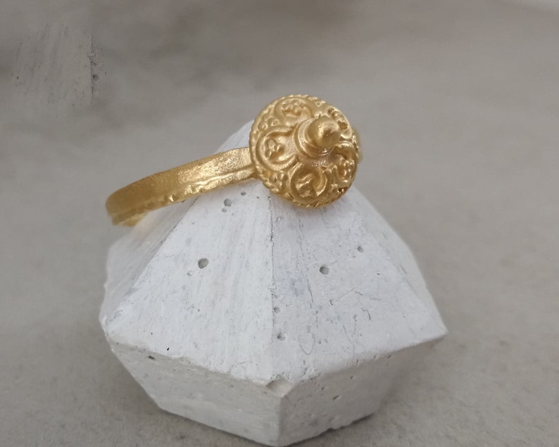 Raw Gold Ring Textured Small Dome Ring Dlicate Gold Ring - Etsy