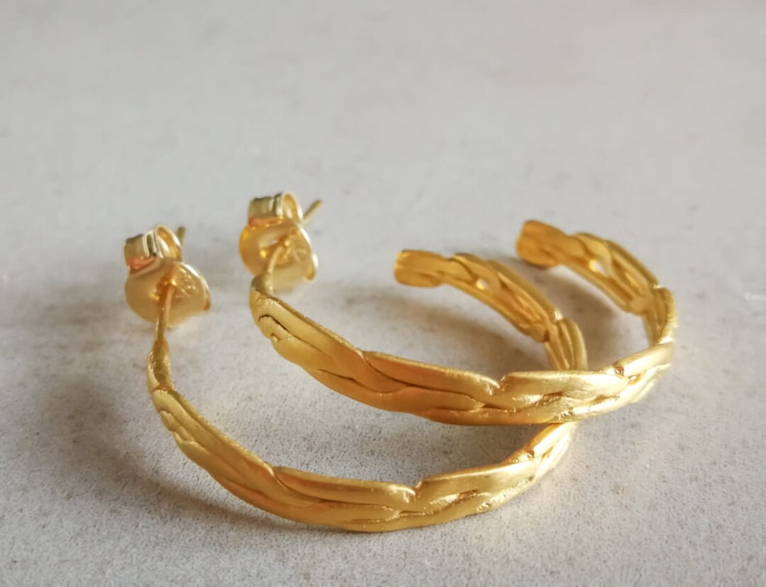 Gold Hoops Half Hoop Earrings Stud Half Hoop Gold Open Hoop - Etsy
