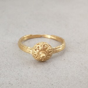 Raw Gold Ring Textured Small Dome Ring Dlicate Gold Ring - Etsy