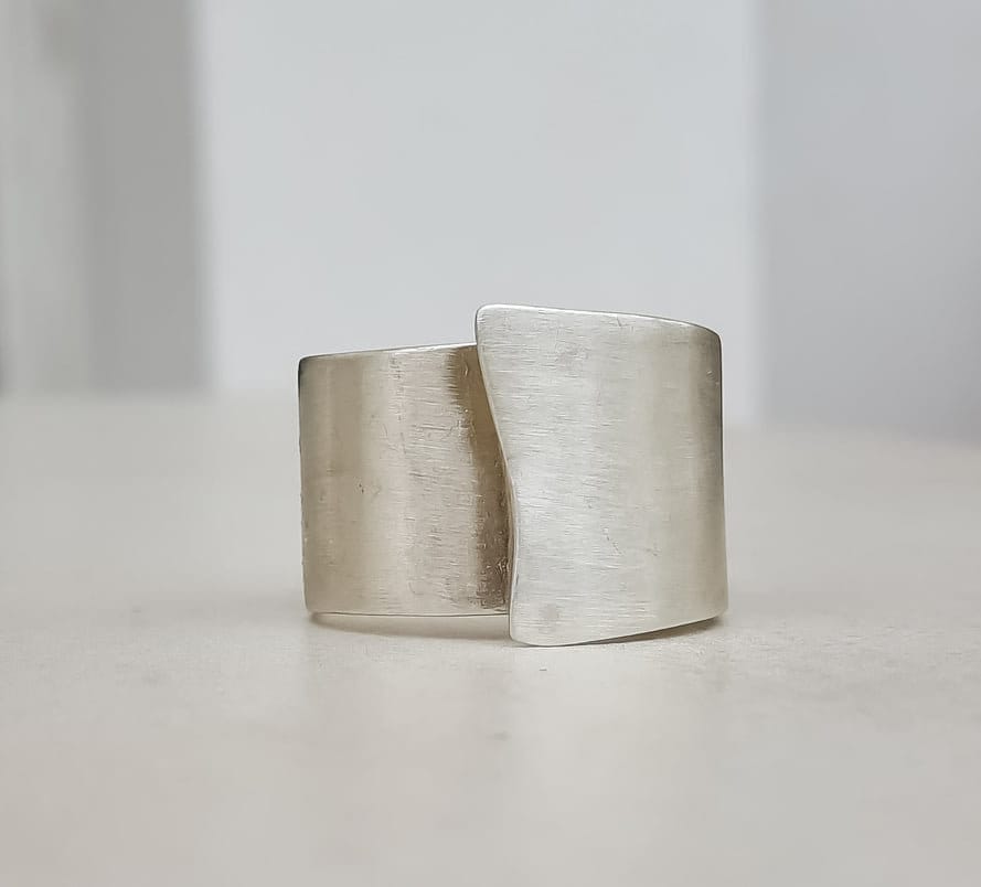Sterling Silver Wide Band Open Ring - Adjustable Minimalist Jewelry - Etsy