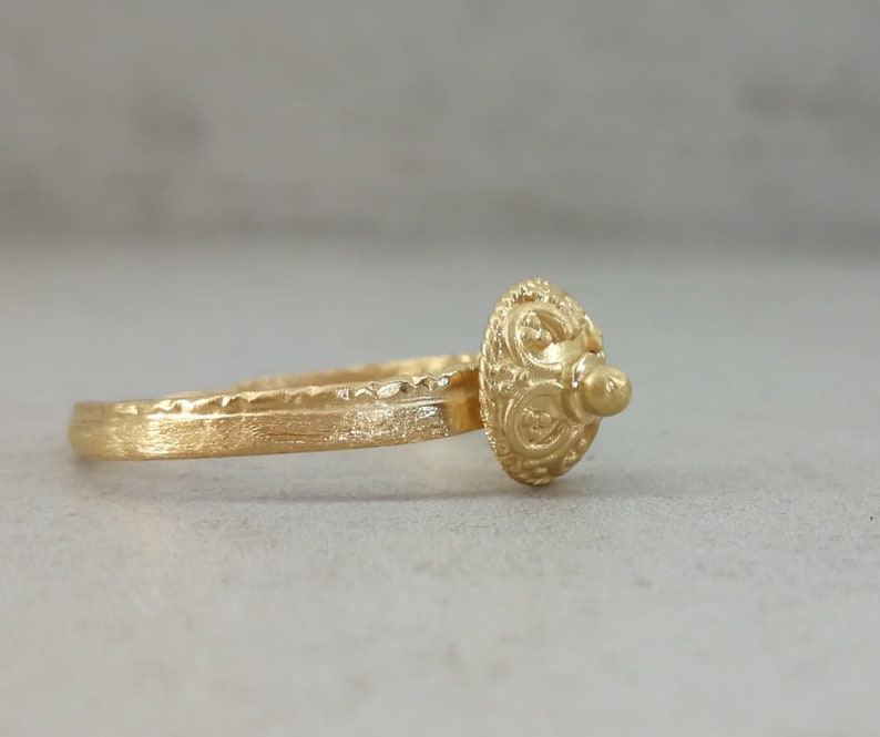 Raw Gold Ring Textured Small Dome Ring Dlicate Gold Ring - Etsy