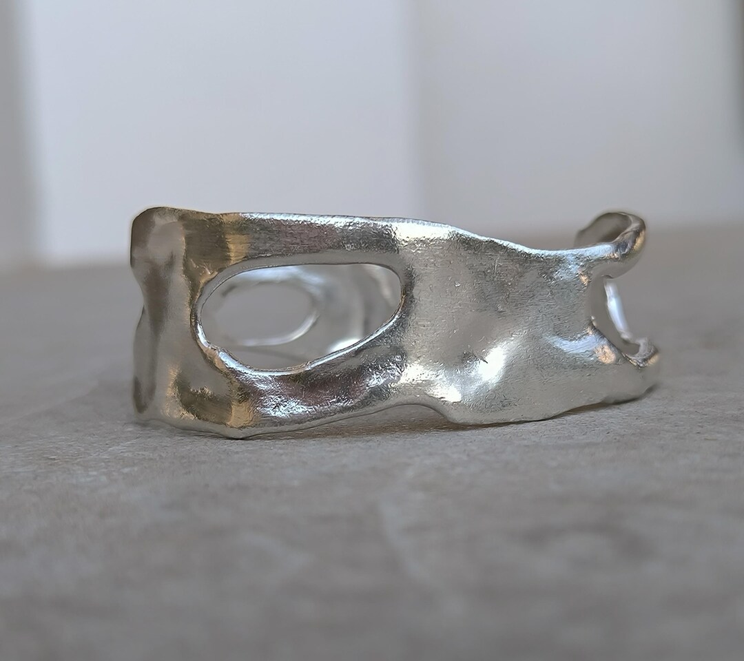 Silver Bone Cuff Bracelet Wide Bone Cuff Bangle, Chunky Big Cuff ...