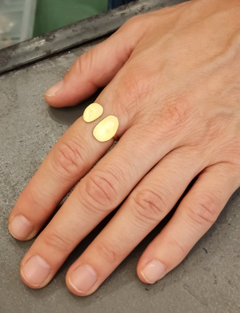 Gold Pebble Ring Brushed Golden Ring Modern Gold Plated Silver | Etsy