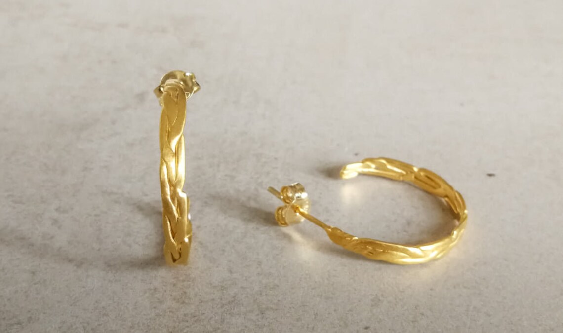 Gold Hoops Half Hoop Earrings Stud Half Hoop Gold Open Hoop - Etsy