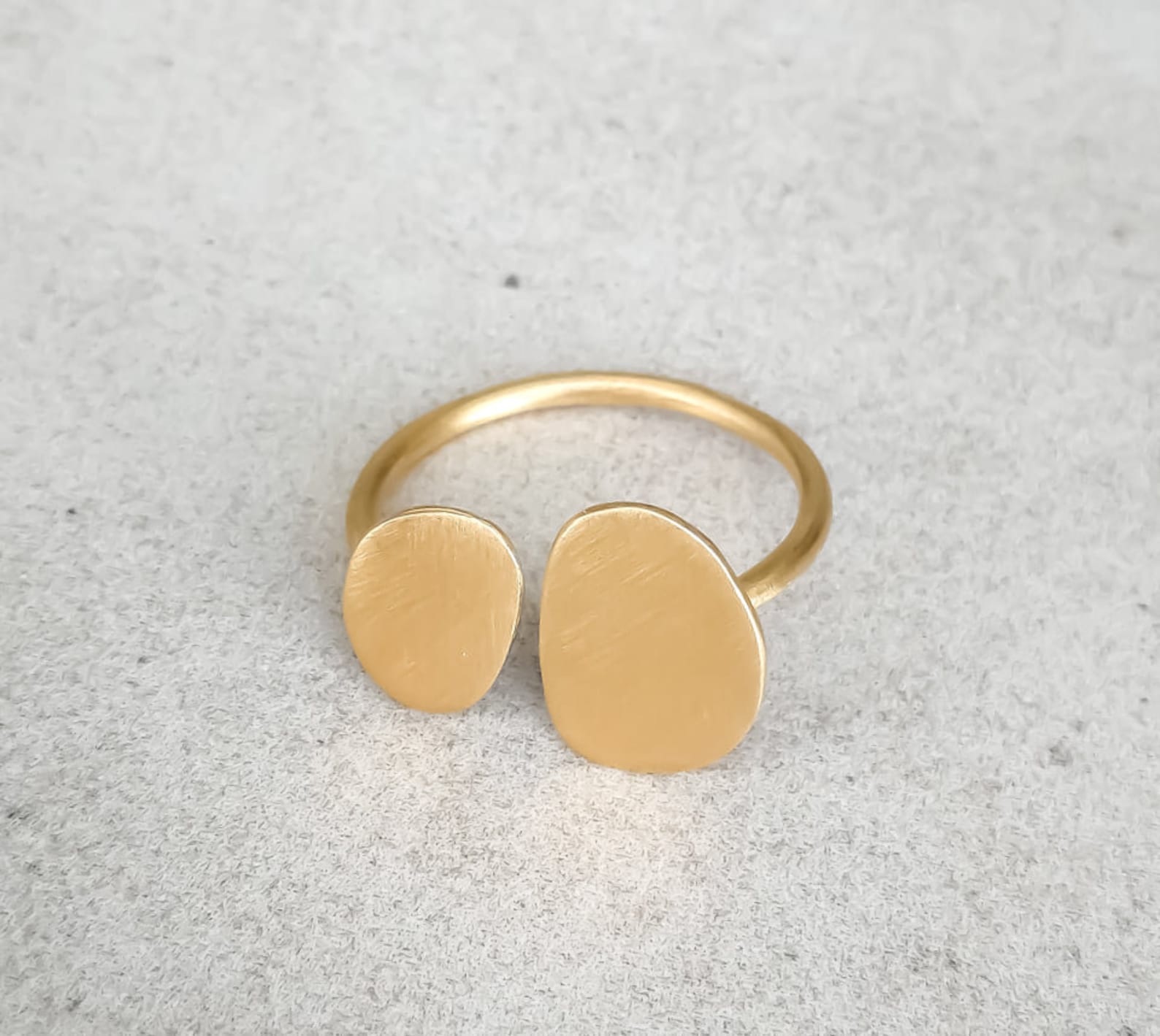 Gold Pebble Ring Brushed Golden Ring Modern Gold Plated Silver | Etsy