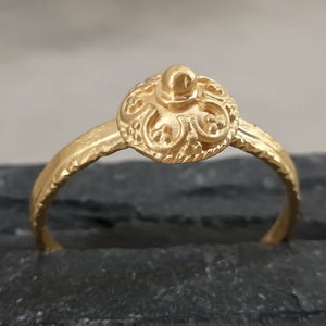 Raw Gold Ring Textured Small Dome Ring Dlicate Gold Ring - Etsy