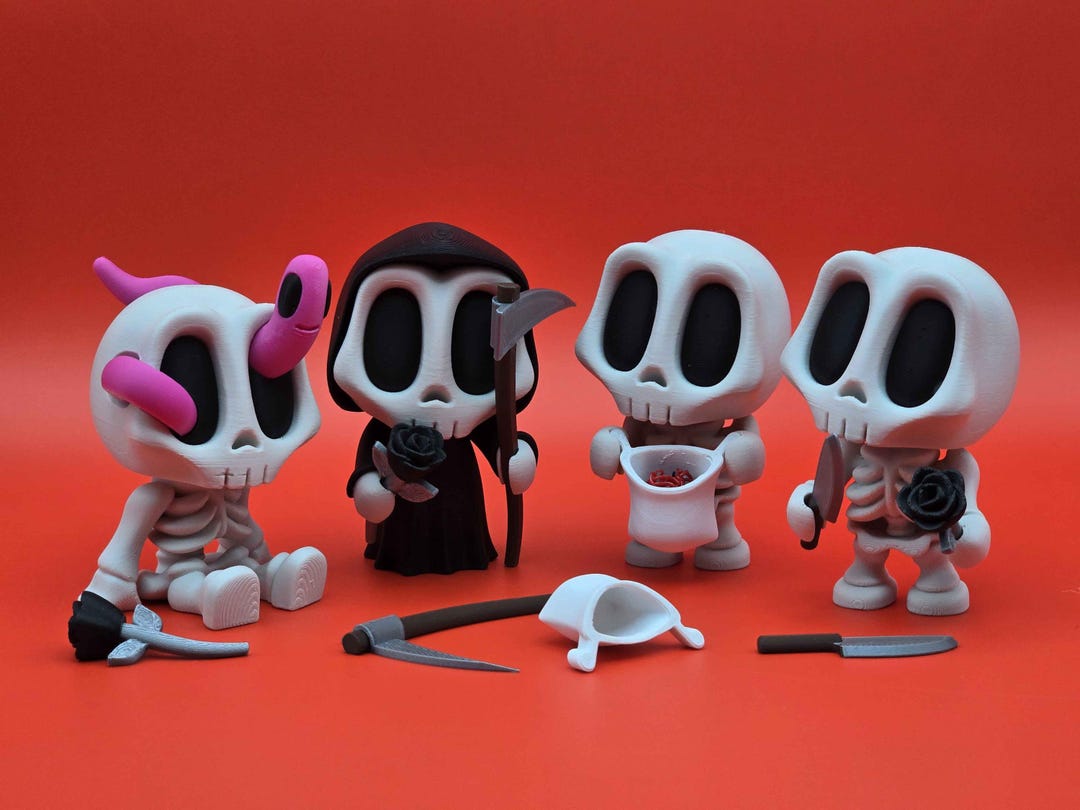 Blob Skeletons – Classic, Worm & Grim Reaper | Halloween Flexi Figures ...