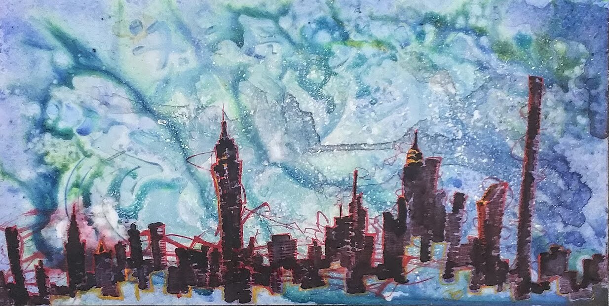 Abstract NYC Original Painting Manhattan NYC Skyline Cityscape Wall ...